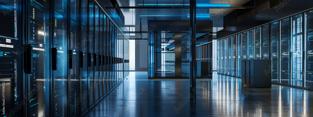 Futuristic Server Room in a Data Center with Glass Walls Stock ...
