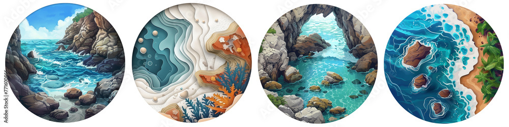 Tidal pool clipart collection, symbol, logos, icons isolated on ...