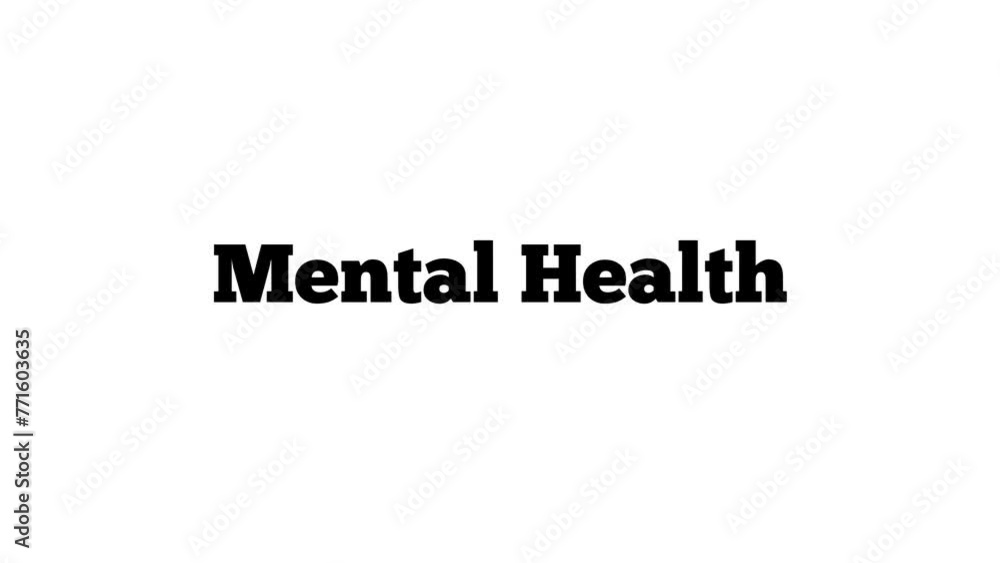 Mental Health Text Animation Isolated White Background. Mental Health ...