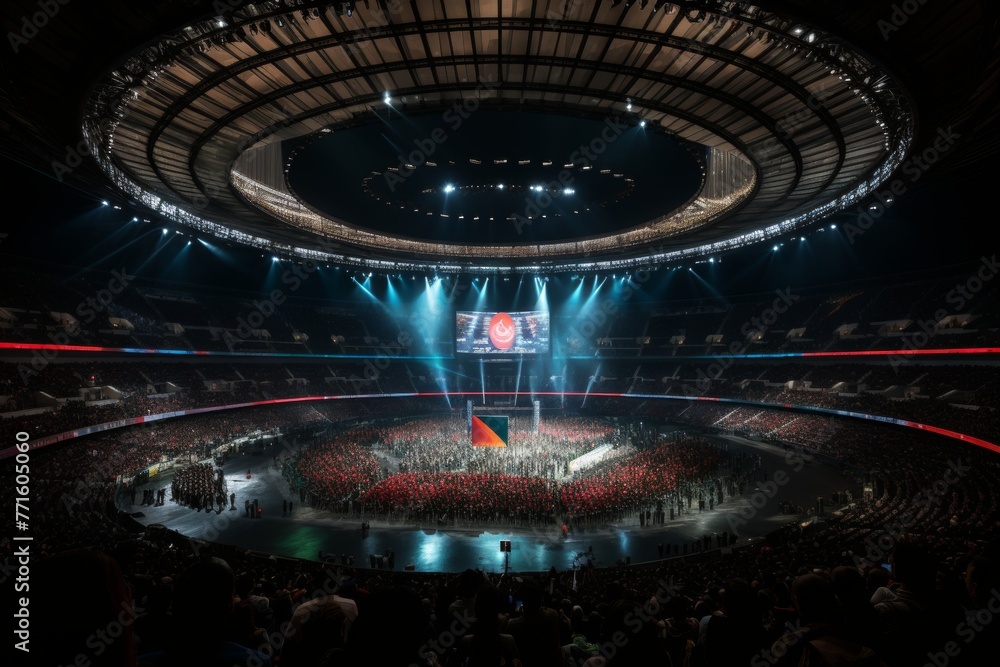 olympic stadium during the opening ceremony with athletes from around ...