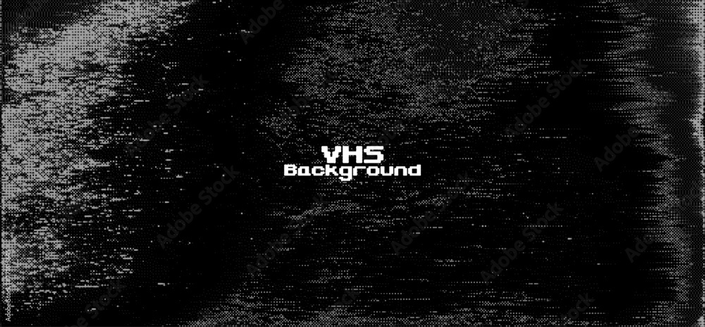 Abstract bitmap glitch grunge texture. Dark retro VHS screen with ...
