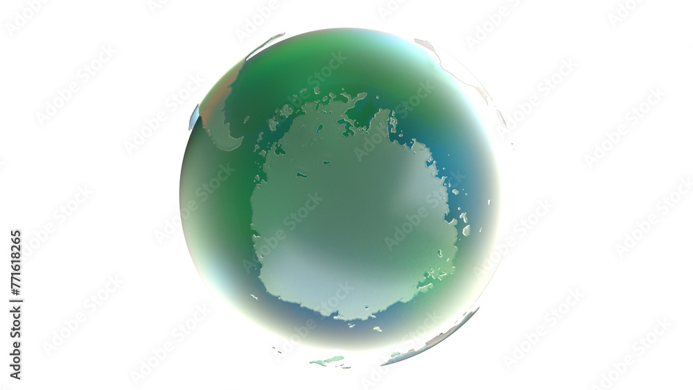 Earth with blue reflection of green glass illuminated by light ...