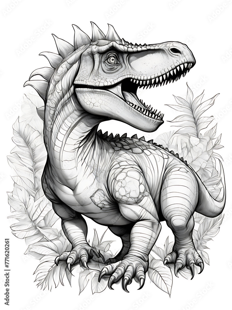 Tattoo art Dinosaur hand drawing and sketch with line smoothly outline ...