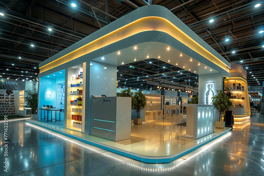 Commercial stand in an exhibition hall or a large professional salon ...