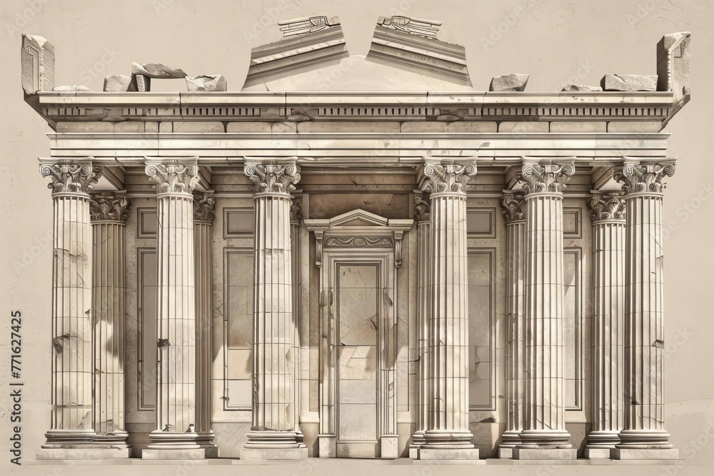 Ancient Roman temple facade illustration, worship in the time of Jesus ...
