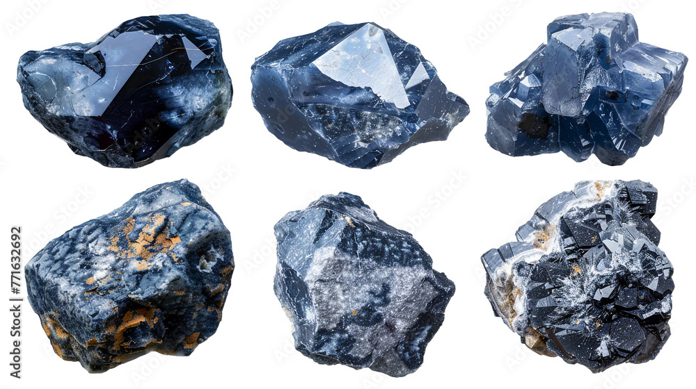 Dumortierite Gemstone Collection: Detailed 3D Digital Art Set Isolated ...