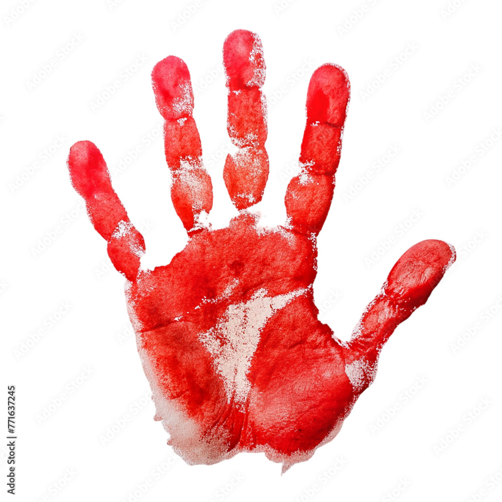 Red handprint on transparent background. Stock Illustration | Adobe Stock