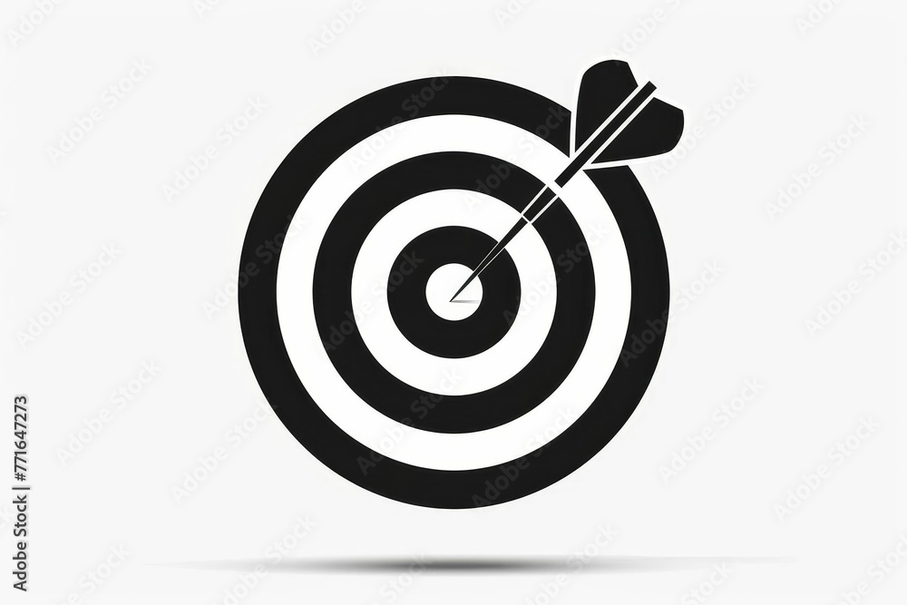 Black bullseye icon with dart, shooting target symbol isolated on white ...