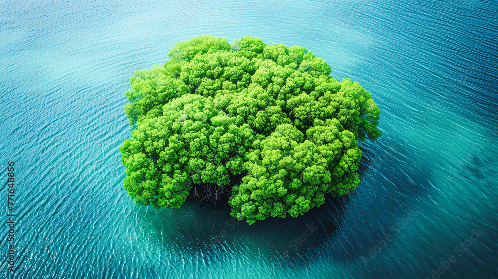 Carbon capture concept over Natural carbon sinks. Mangrove trees ...