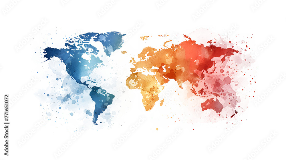 Watercolor World Map transparent background Stock Illustration | Adobe ...