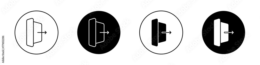 Sign out icon set. exit, quit vector symbol. output sign. account logout button. signing off ...