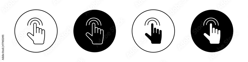 finger icon set. hand pointing cursor vector symbol. mouse tap sign ...