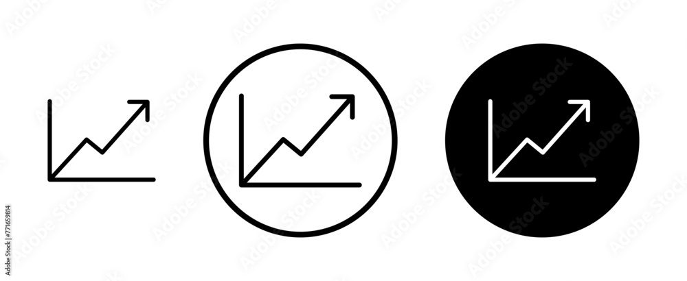 Vetor de Stats Icon Set. Increasing Statistic Graph Sign. Growing Chart ...