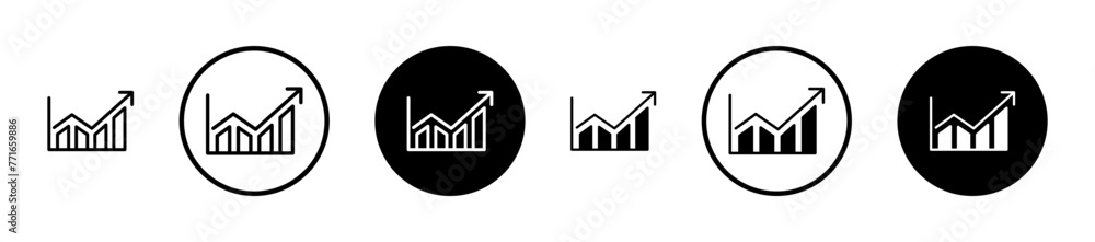 Chart Histogram Icon Set. Finance Graph Diagram Sign. Business Growth ...