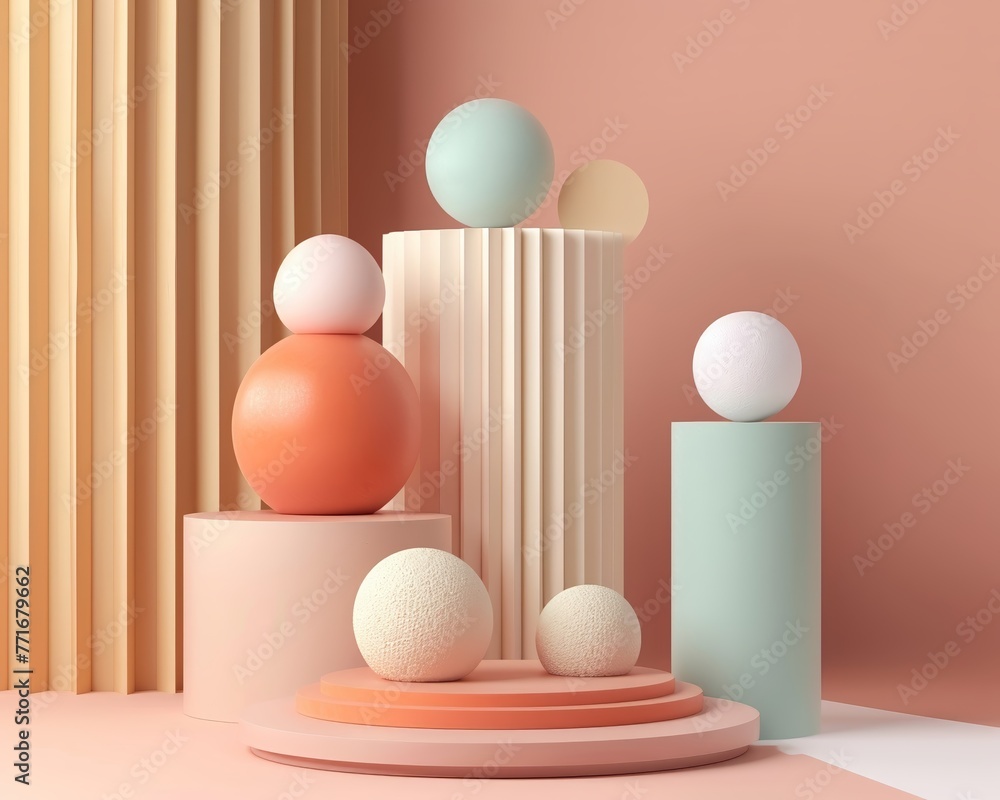 Generate 3D render clay style of A minimalist style artwork using ...