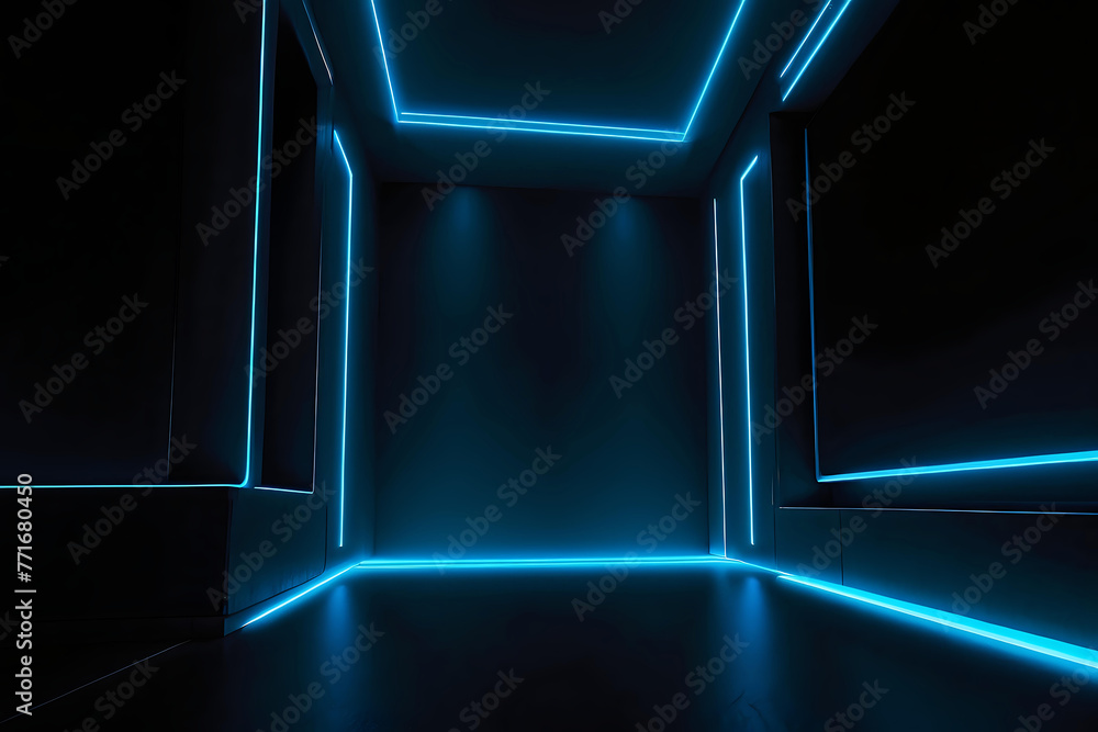 Tron-Inspired Neon Corridor. Futuristic corridor illuminated with Tron ...