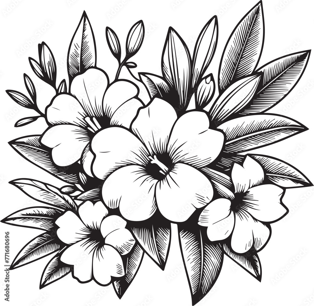 Golden Trumpet Vine, allamanda cathartic drawing, pencil allamanda ...