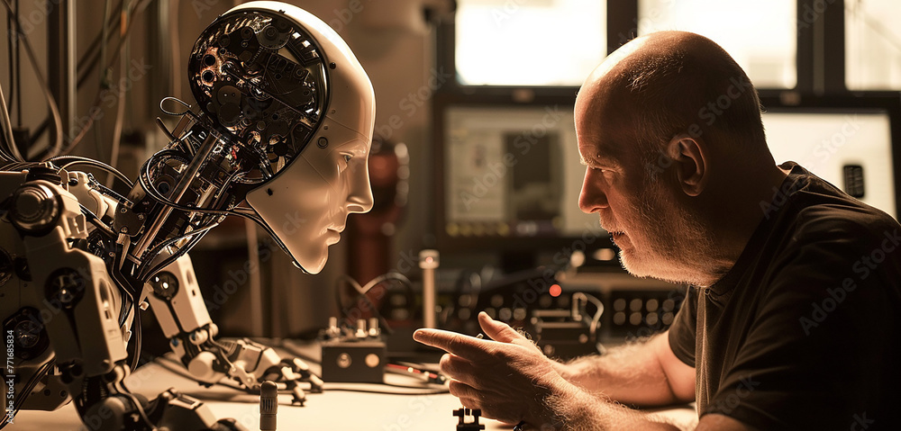 Foto de Surrounded by a symphony of humming machinery, a roboticist ...