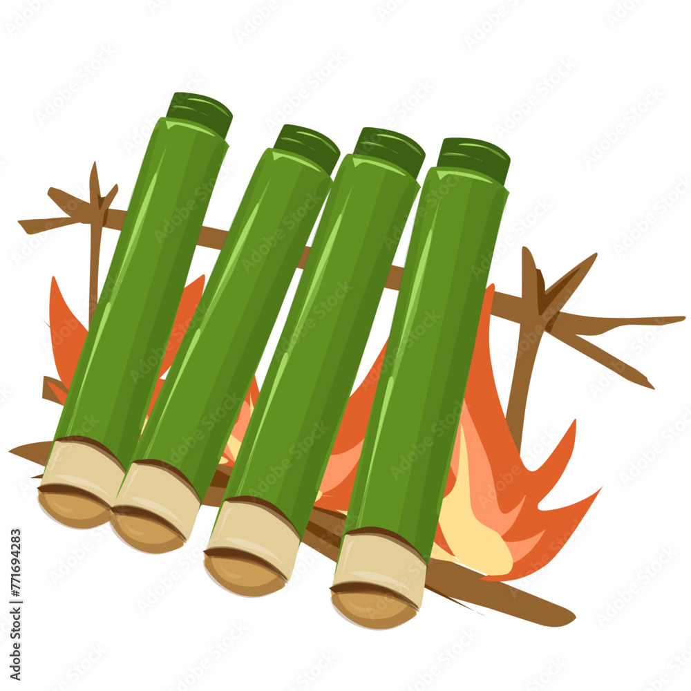 Lemang Illustration. Eid Al fitr food Illustration. Malaysian ...