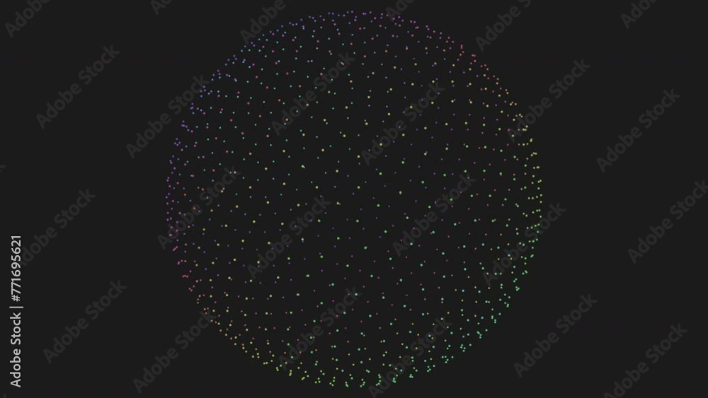 A black and white image shows a pattern of colored dots forming a ...