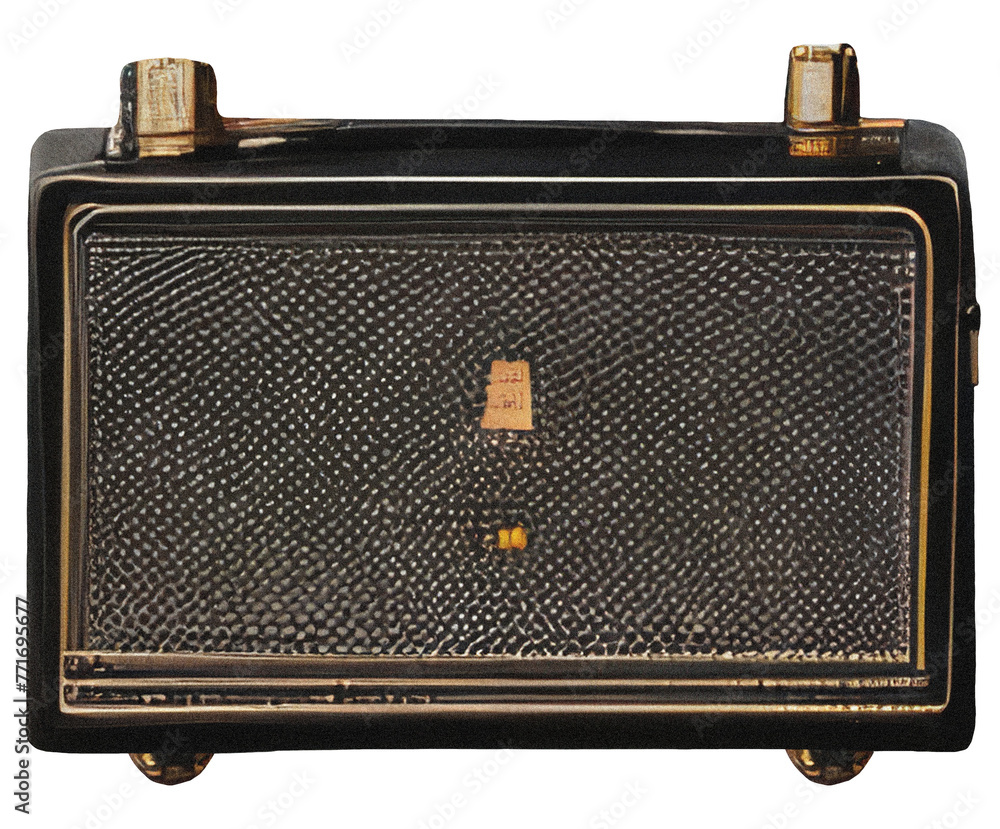 Antique brown radio on transparent background Cut-out design Grainy ...