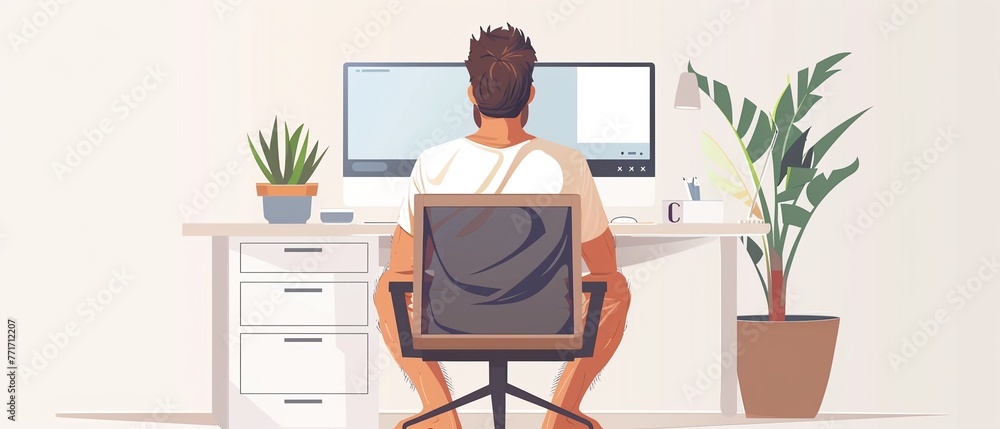 Showcasing the new normal, this cartoon illustration features a man in ...