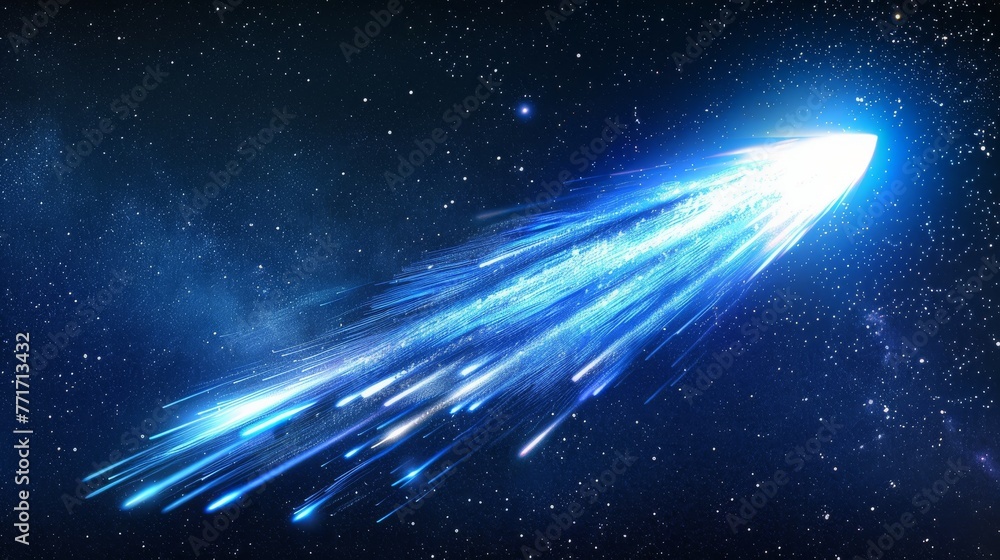 An artist's depiction of a comet soaring through the night sky amidst ...