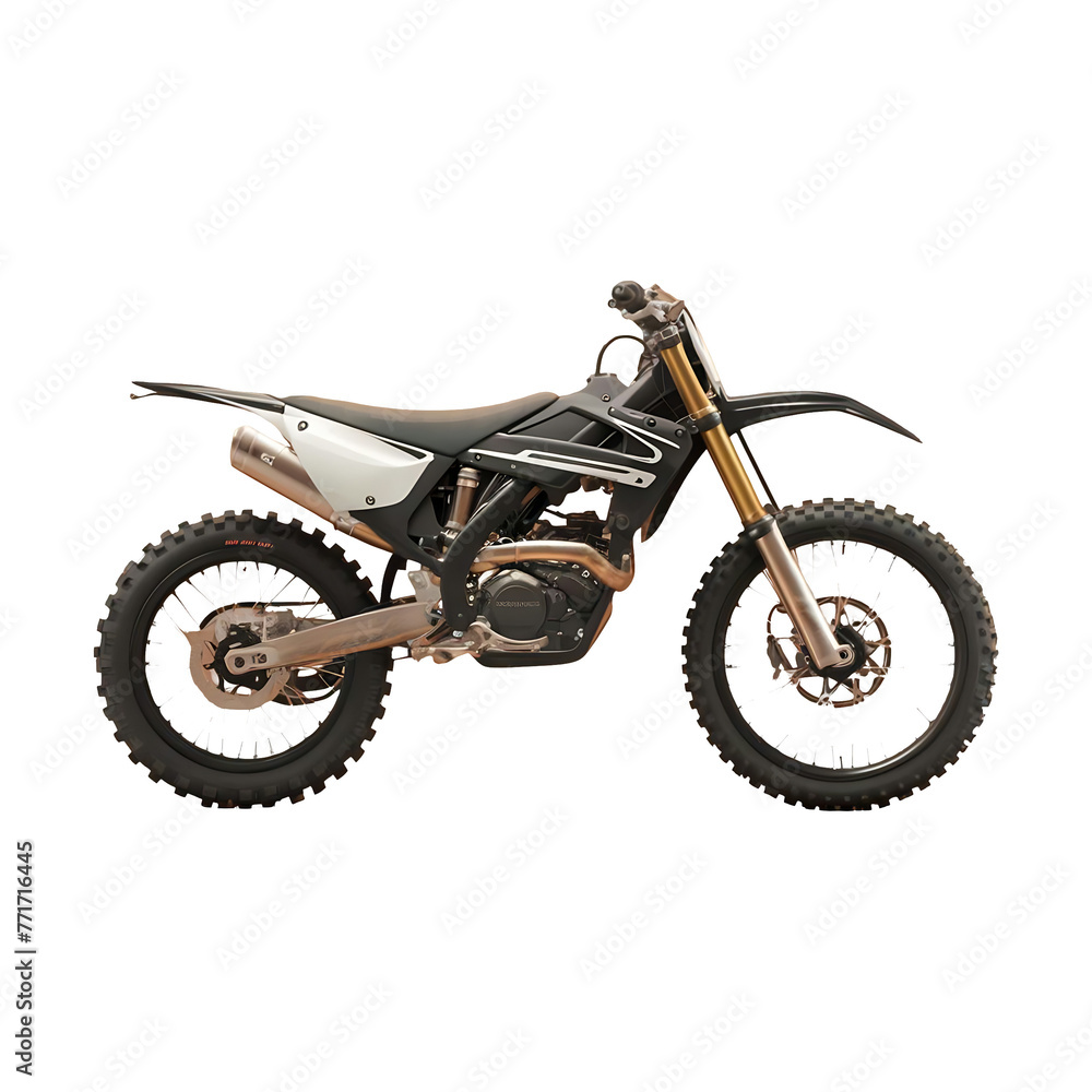Motocross black trail bike side view isolated on transparent background ...