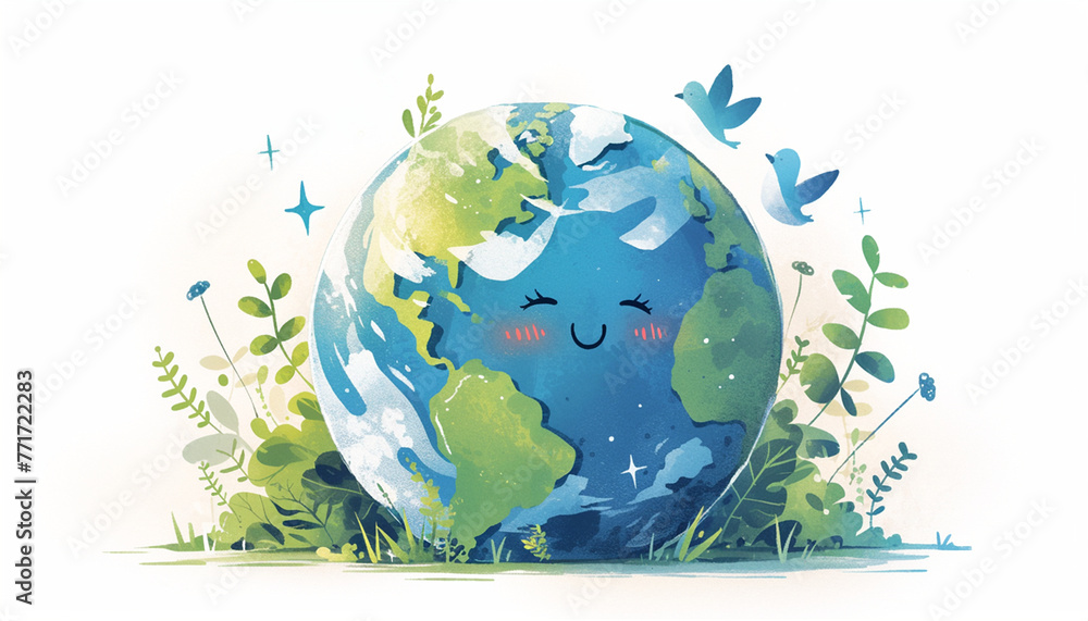 Happy earth cartoon illustration environment. Illustration of Earth Day ...