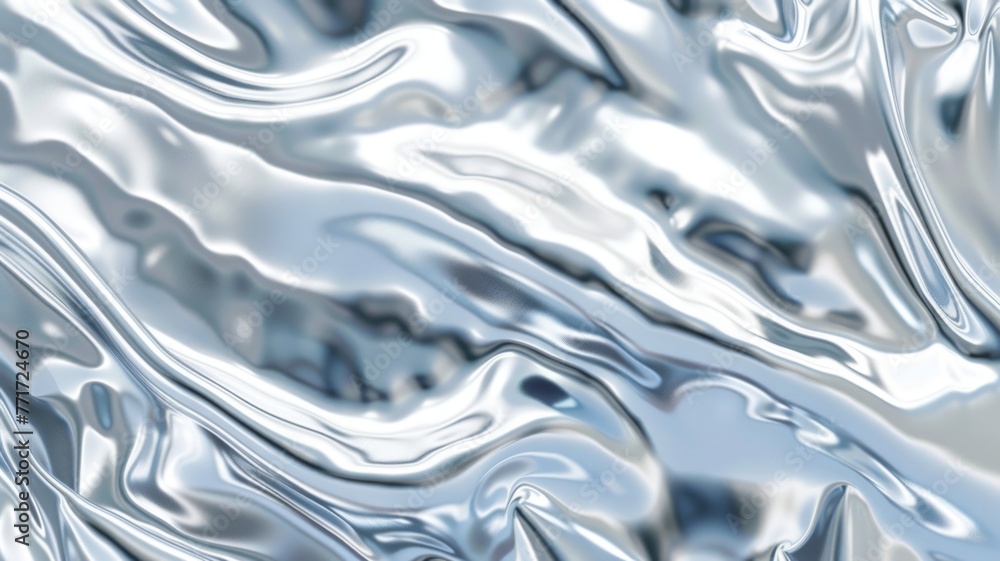 Shiny Abstract Silver Metallic Wavy Texture - The image shows a ...