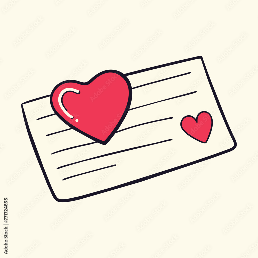 An illustration of a handwritten letter with a heart outline, conveying ...