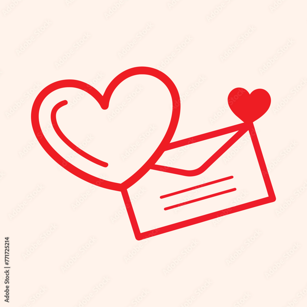 An illustration of a handwritten letter with a heart outline, conveying ...