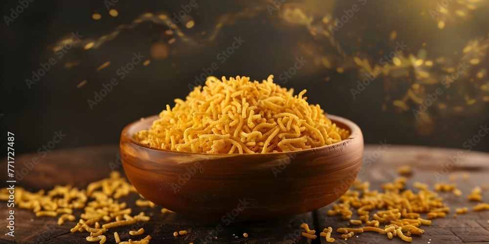 Indian Diwali snack Namkeen Sev used in chaat dishes like sev puri bhel ...