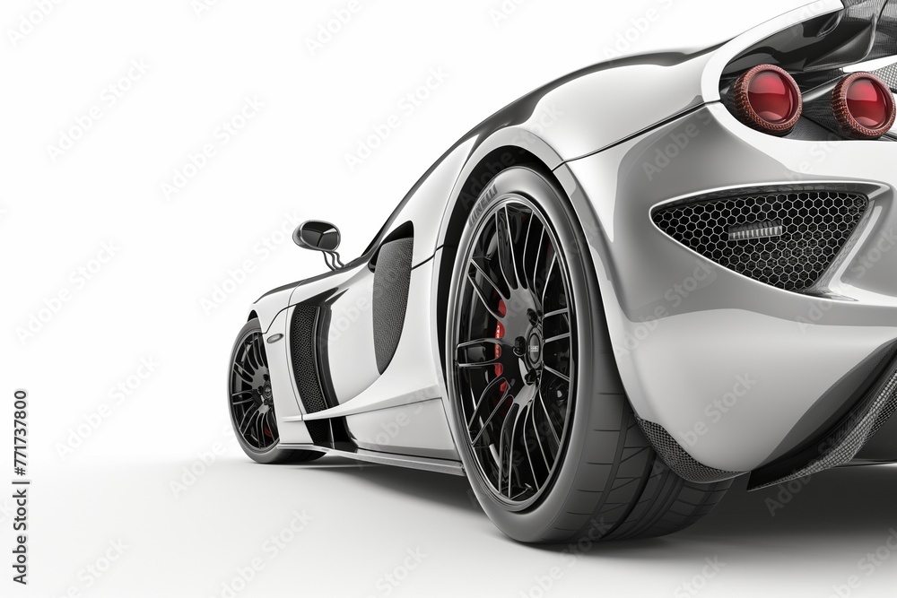 a sports car front and side view isolated into white, sports car ...