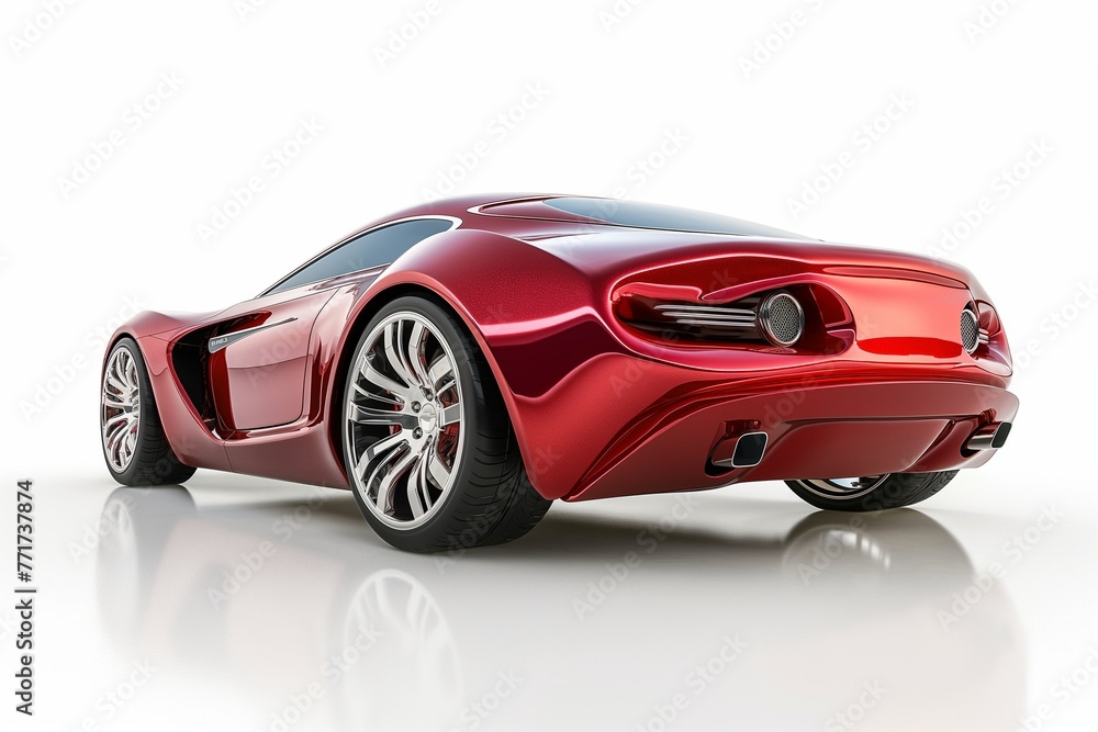 a sports car front and side view isolated into white, sports car ...
