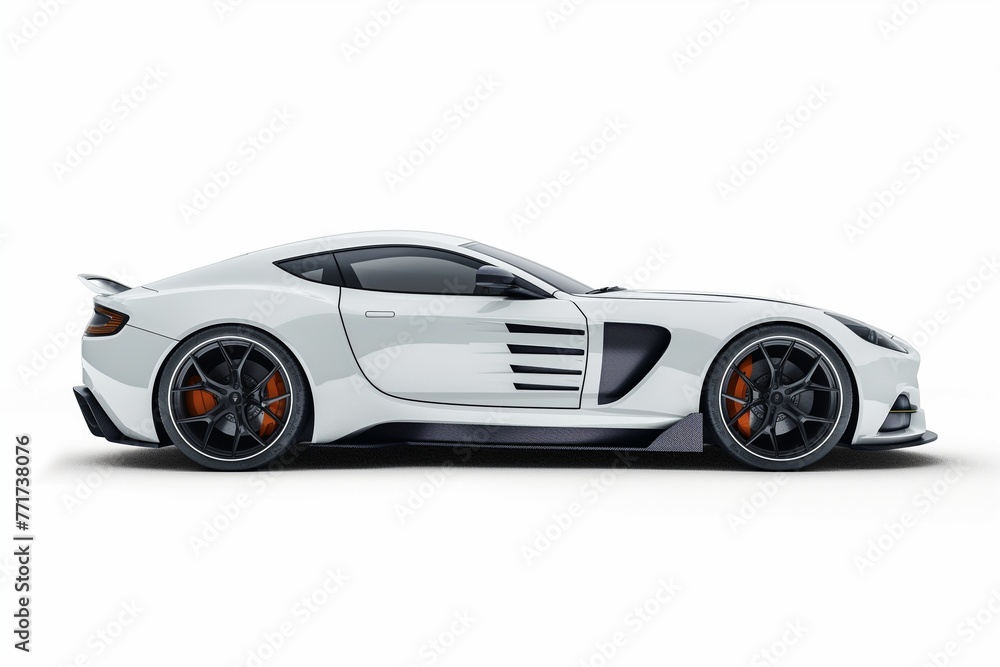 a sports car front and side view isolated into white, sports car ...
