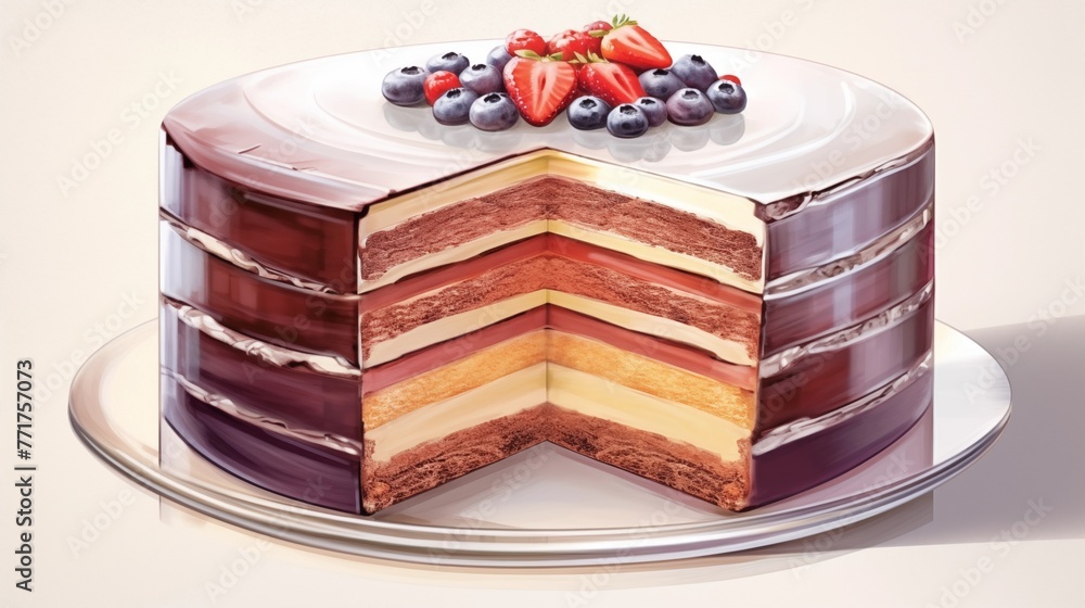 Double-Layered Cake Design a cake with two distinct layers visible ...
