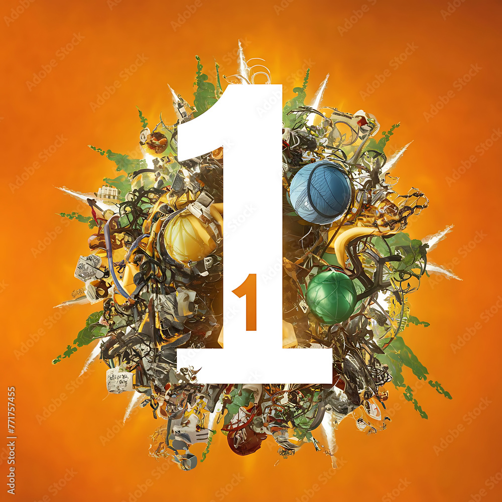 the concept of "number 1," with a prominent numeral "1" displayed ...