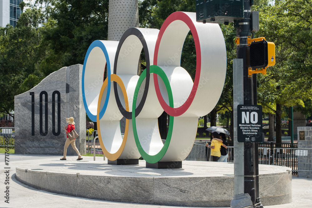 Atlanta, GA, USA - June 15, 2022: The Olympic symbol, five interlaced ...