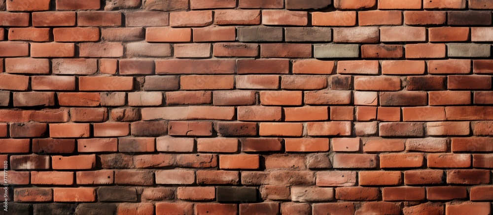 A detailed shot showcasing the symmetry and pattern of a brown brick ...
