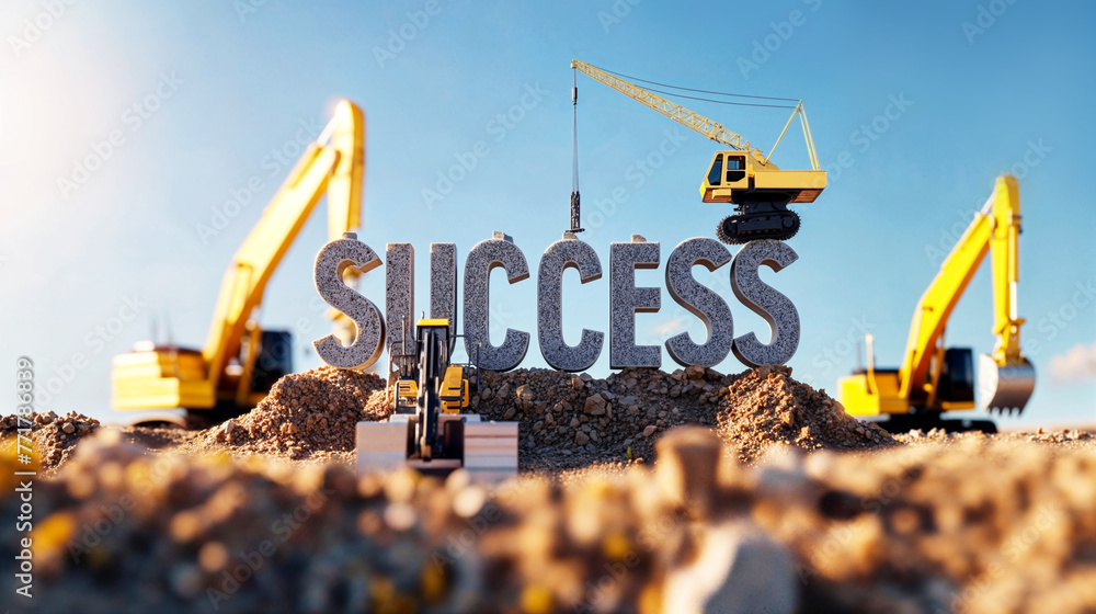 Success word text building housing project for under construction site ...