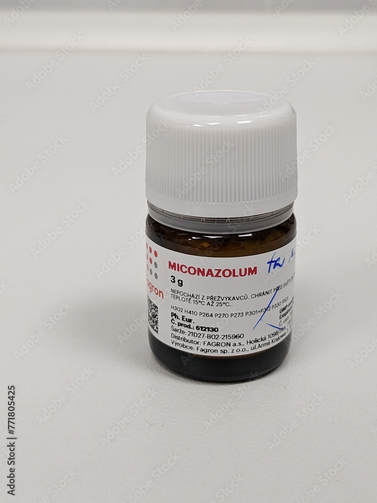 Prague, Czech Republic - August 28 2024: MICONAZOLUM POWDER with ...