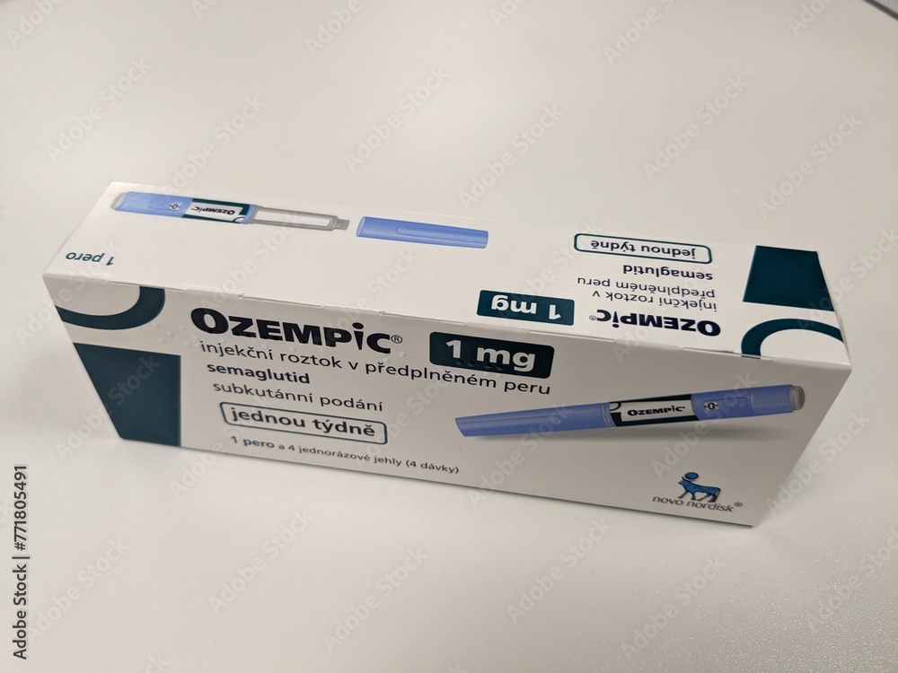 Prague,Czech republic- March 31 2024: Ozempic box. Czech version of ...