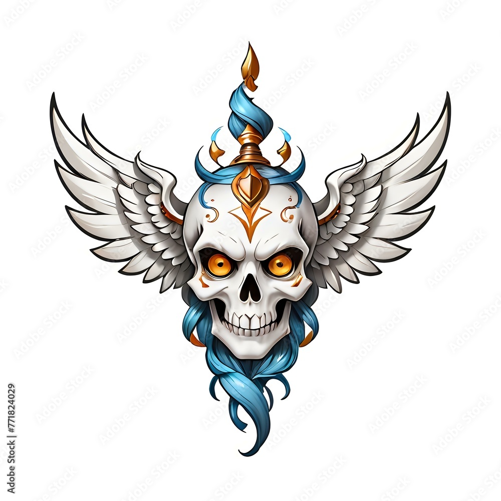 Winged Skull Emblem. Striking illustration of a skull with wings ...