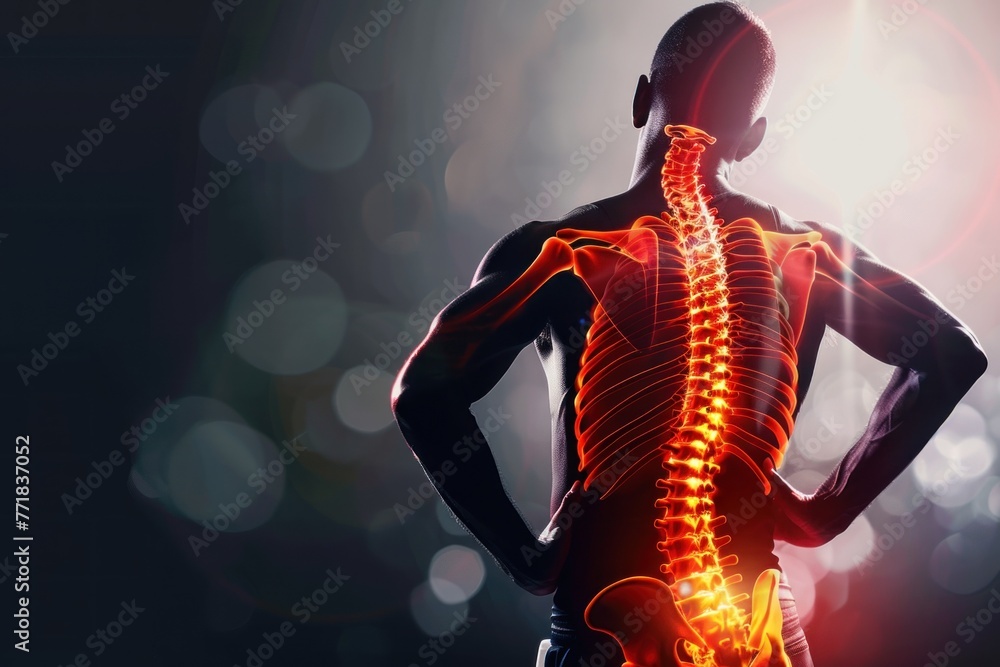 Detailed illustration of human spinal cord anatomy, concept of back ...