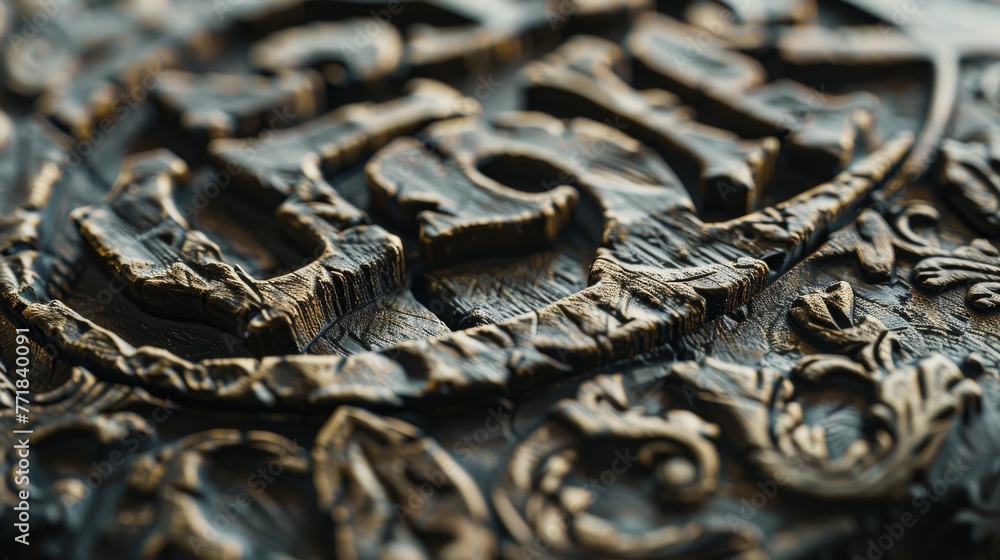 Through an extreme close-up lens, the textured wallpaper reveals its ...