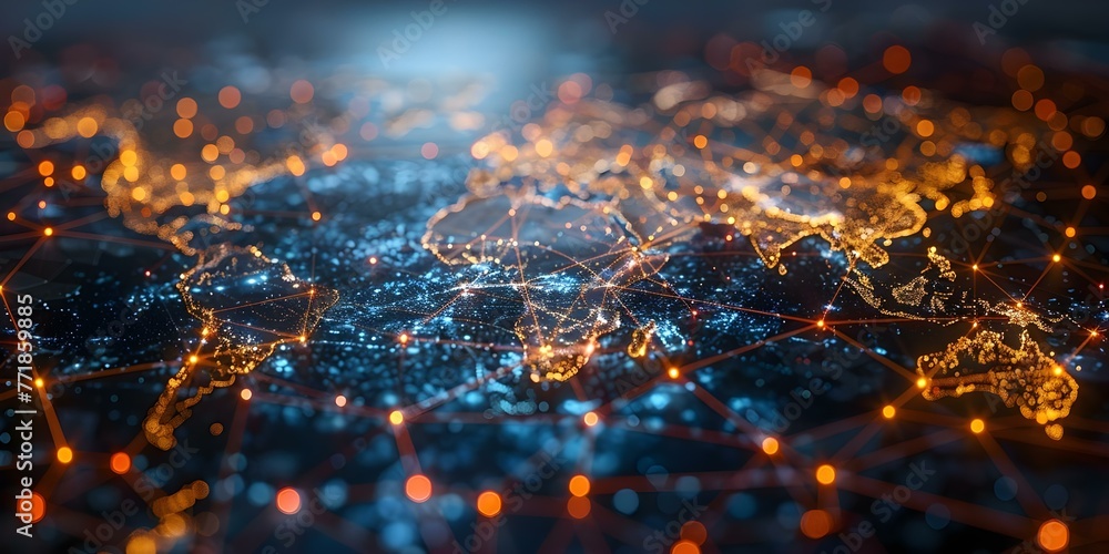 Global network symbolized by world map with network connections image ...