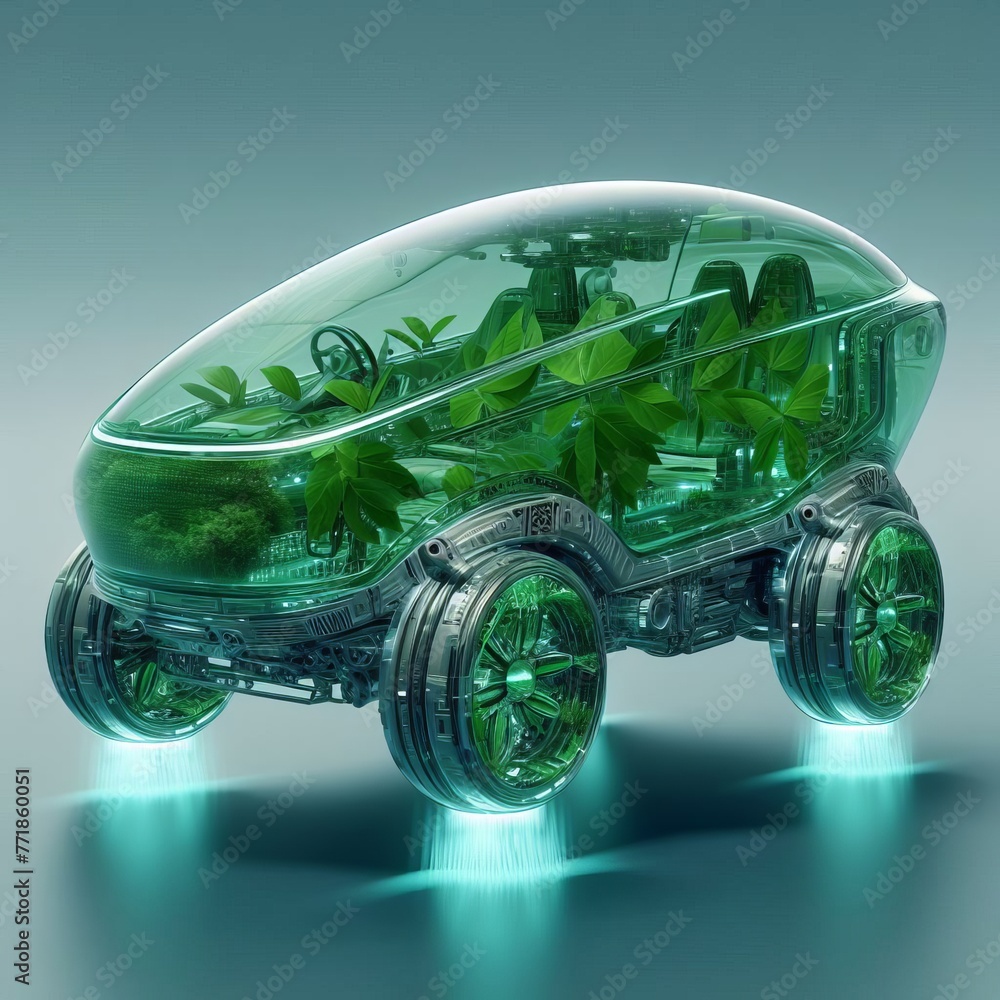 flying electric car with levitating wheels, futuristic design ...