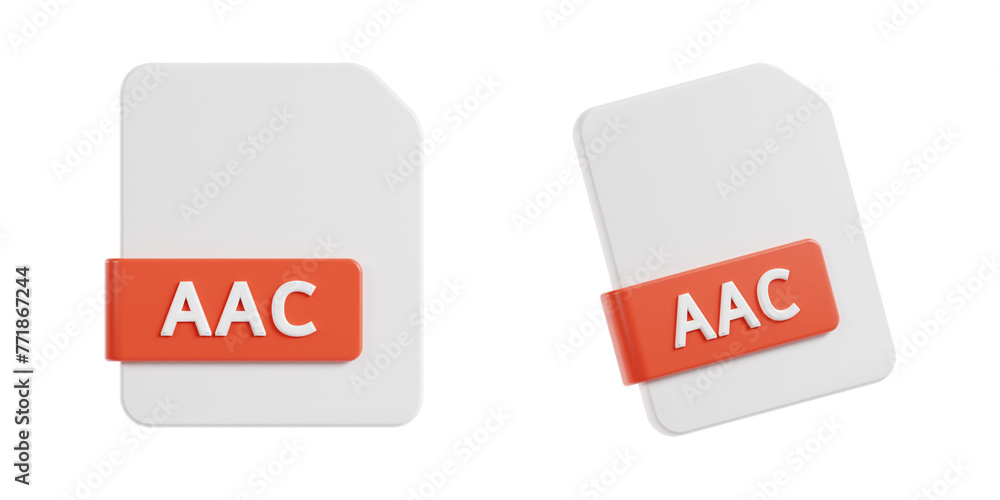 3d aac, 3d render icon illustration, transparent background, file ...