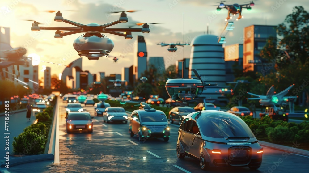 illustrating an advanced autonomous transportation network, with self ...